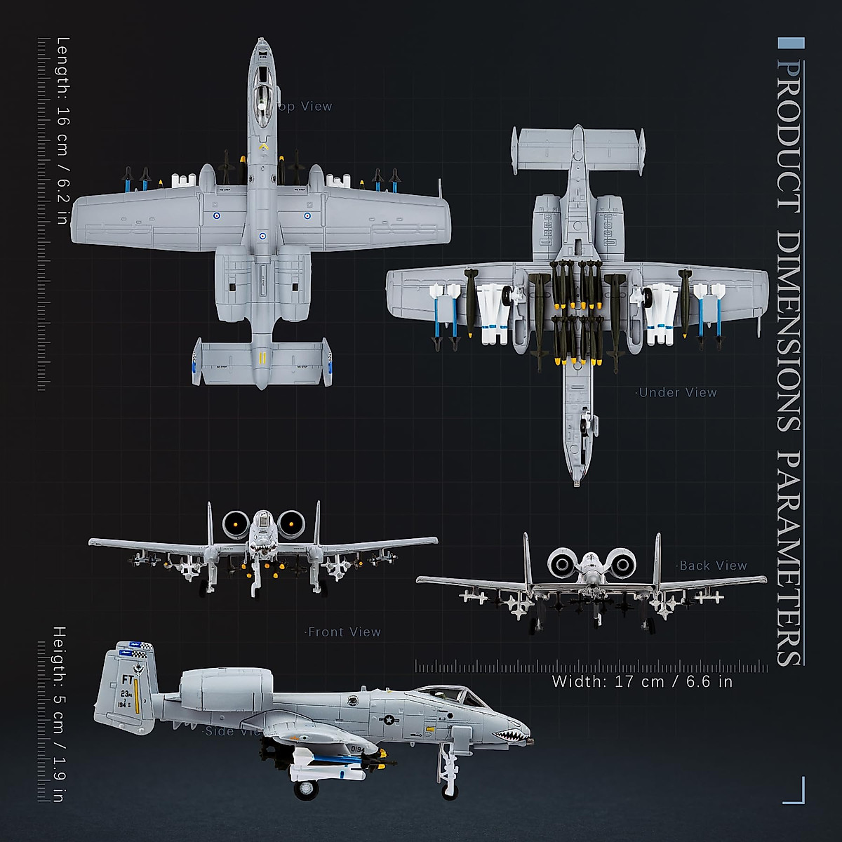 1/100 A-10 Thunderbolt II Warthog Attack Plane（Painted Version） Metal Fighter Military Model Diecast Plane Model for Collection or Gift
