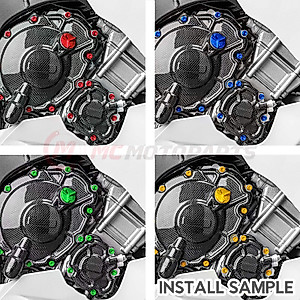 MC MOTOPARTS Pre-drilled CNC Race Spec Bolts M6 x 20mm Flanged HEX Head Screws 10 pcs (Red)