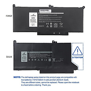 A AMANDA F3YGT Battery Replacement for Dell Latitude 12 7000 7280 7290/13 7000 7380 7390/14 7000 7480 7490 Series DM3WC 0DM3WC 2X39G 7.6V 60Wh 4-Cell