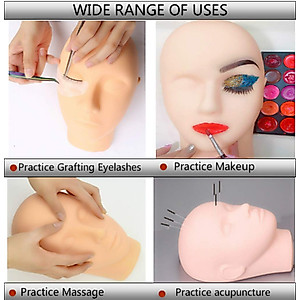 Lash Mannequin Head,Silicone Mannequin Head,Pro Training Mannequin Flat Head Practice,for Make Up and Lash Extention,Cosmetology Mannequin Doll Face Head (Skin colour -A)