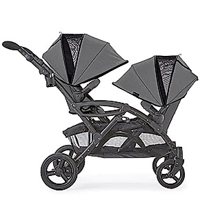 Contours Options Elite V2 Convertible Lightweight Tandem Double Baby Stroller & Toddler Stroller, Reversible Easy-Lift Seats, Spacious Seating, Height Adjustable Handle, Standing Fold - Charcoal Gray
