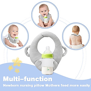 FIKETLXU Baby Bottle Holder,Baby Self Feeding Cushion for Bottle and Breastfeeding, Baby Self Feeding Pillow,Breast Feeding Pillow with Adjustable Waist Strap and Machine Washable