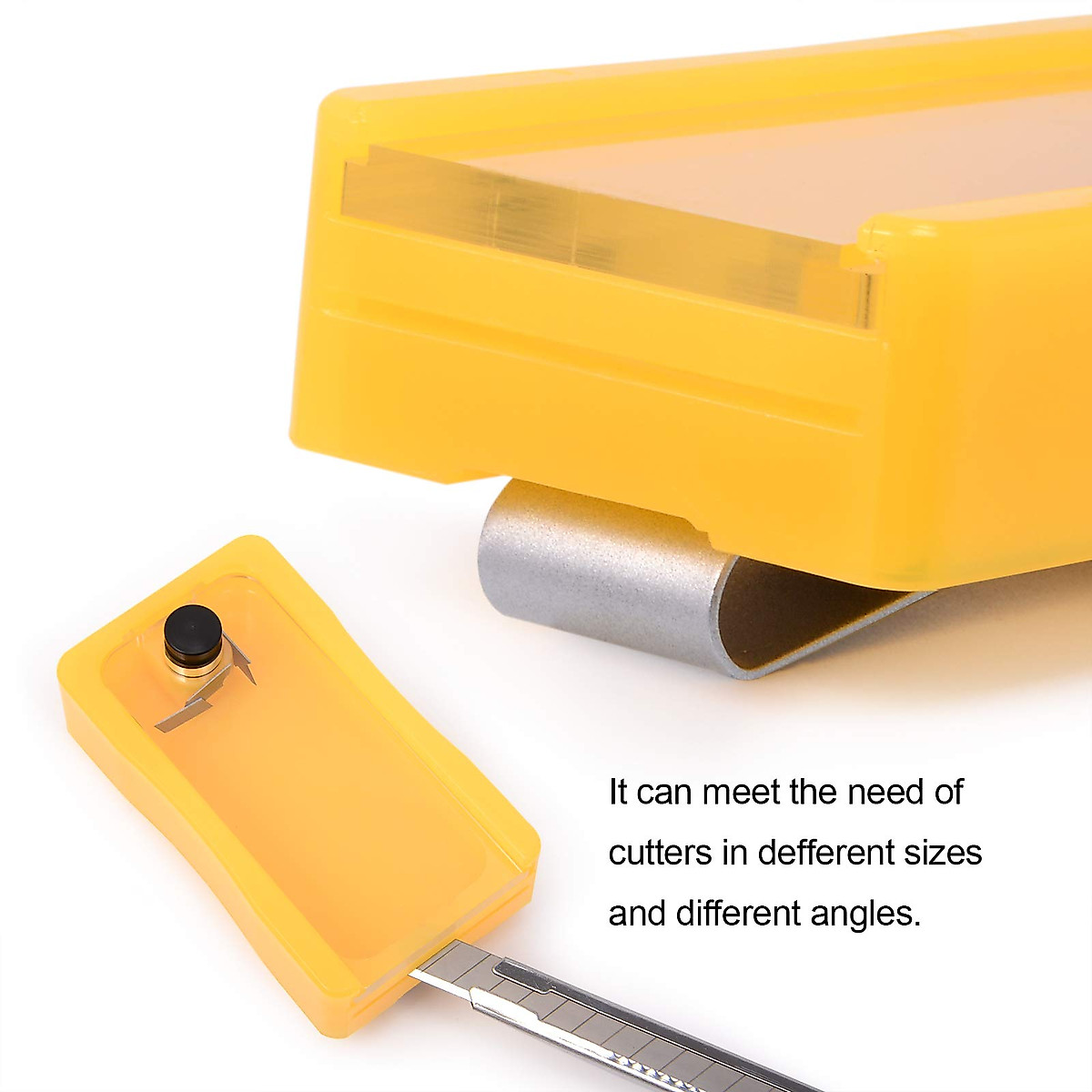 NEWISHTOOL Snap Off Blade Disposal Container Can to Break Utility Knife Blade, Trash Knife Blades Gather by Magnet Safe Storage Bank, Blade Dispenser Yellow Plastic Case with Hanging Clip