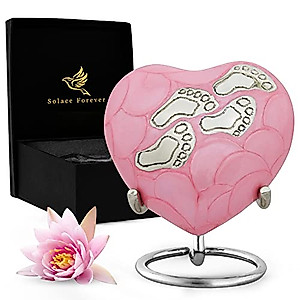 Small Heart Urn for Baby Ashes - Pink Heart Cremation Urn for Baby Girl - Small Urn with Box & Stand - Heart Shaped Urn for Ashes - Small Keepsake Urn Heart - Mini Urn for Infants & Children
