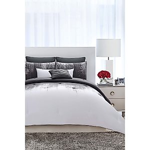Vince Camuto Home Lyon King 3 Piece Grey/White Duvet Set