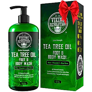 Viking Revolution Tea Tree Body Wash Soap for Men - Helps Athlete's Foot, Jock Itch, Eczema & Body Odors - Extra Strength Tea Tree Oil Men's Body and Foot Wash