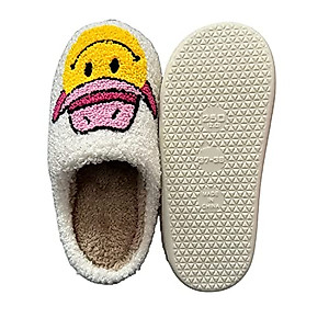 PATRICK Cowgirl Hat Slippers For Women Men Cute smileFace Slippers Cozy plush soft memory foam house shoes for women 9-10 Women/8-8.5 Men
