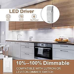 HURYEE Under Cabinet Lighting Puck Lights, 12V Linkable Led Puck Lights, Plug in/Hardwired, LED Driver, Dimmable Transformer Compatible with Most Dimmer Switch, 8 Pack Daywhite 6000K