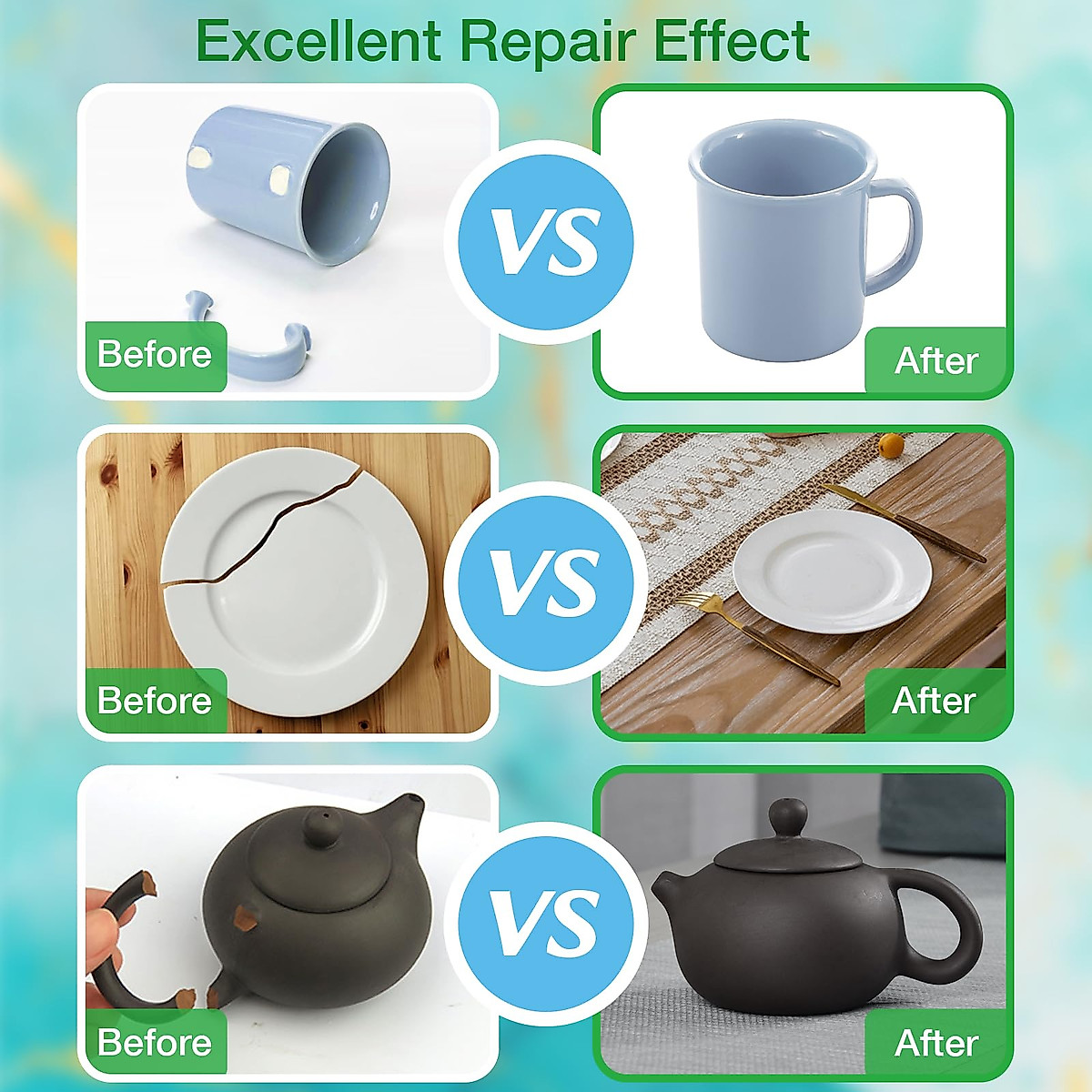 Ceramic Glue - Ceramic Glue for Pottery, Ceramic Glue Repair Instant Super Glue for Pottery, Porcelain, Glass, Plastic, Metal, Rubber and DIY Craft