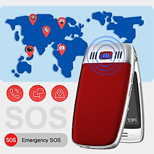 Easyfone T300 4G Unlocked Big Button Flip Cell Phone for Seniors, Clear & Loud Sound and Hearing aid Compatible, SOS Button, SIM Card Included, Big Battery with a Charging Dock, FCC Certified (Red)