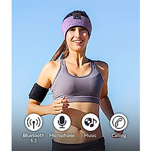MUSICOZY Bluetooth 5.2 Headband Sleep Headphones Headband Headphones Sports Wireless Music Earphones Eye Mask Earbuds for Side Sleepers Workout Running Travel Yoga Office Mom Women