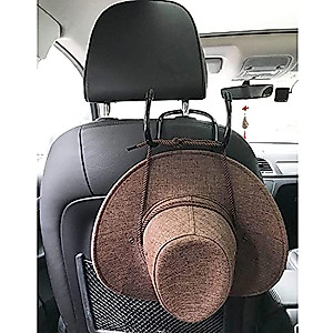 Cowboy Hat Holder Rack, Hat Holder Rack for Trunks Cars SUV, - Flexible Over The Car Seat Hat Hanger Hook - Keep Hat Shape - for Coats, Caps, Bag, Safety Helmet — 2 Pack - No Hat