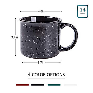 Cutiset 14 Ounce Ceramic Speckled Campfire Coffee Mug,For Tea, Coffee and Hot Chocolate, Set of 4