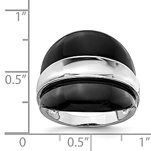 925 Sterling Silver Band Surrounding Black Onyx Bands Ring Size 8