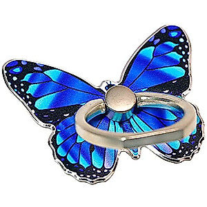Kinizuxi Cell Phone Ring Holder, Butterfly Phone Ring Grip Stand 360°Rotation Finger Ring Kickstand Compatible with iPhone,All Android Smartphone (Blue)