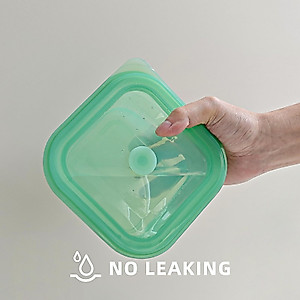 KVK 6 Pack Collapsible Food Storage Containers, Silicone Food Storage Containers With Lids, Green Reusable Collapsible Bowls For Camping, Outdoor Hiking Travel Storage and Mixing