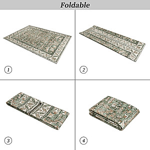 Valenrug Washable Rug 6x9 - Ultra-Thin Antique Collection Area Rug, Stain Resistant Rugs for Living Room Bedroom, Distressed Vintage Rug(Green, 6'x9')