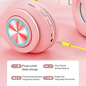 Heave Bluetooth 5.0 Wireless Headphones with LED Lights,3.5 mm Jack Stereo Over-Ear Headset with Noise Canceling Mic/Comfy Earpad,Support TF Card for Kids,Adult Online Class,Gaming Yellow