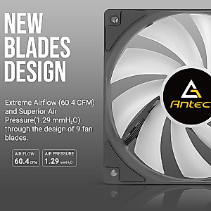 Antec RGB Fans, PWM 120mm Case Fan, PC Fan, 60.4CFM Extreme Airflow, 4 Pin RGB Connector, P12 Series 3 Packs