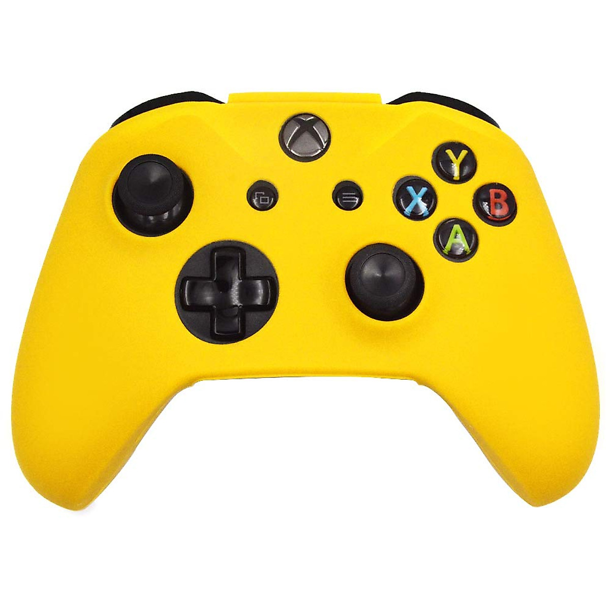 FOTTCZ Anti-Slip Soft Silicone Cover Skin Set for Microsoft Xbox One Controller which 1pcs Yellow Controller Skin + 8pcs Thumb Grip Caps