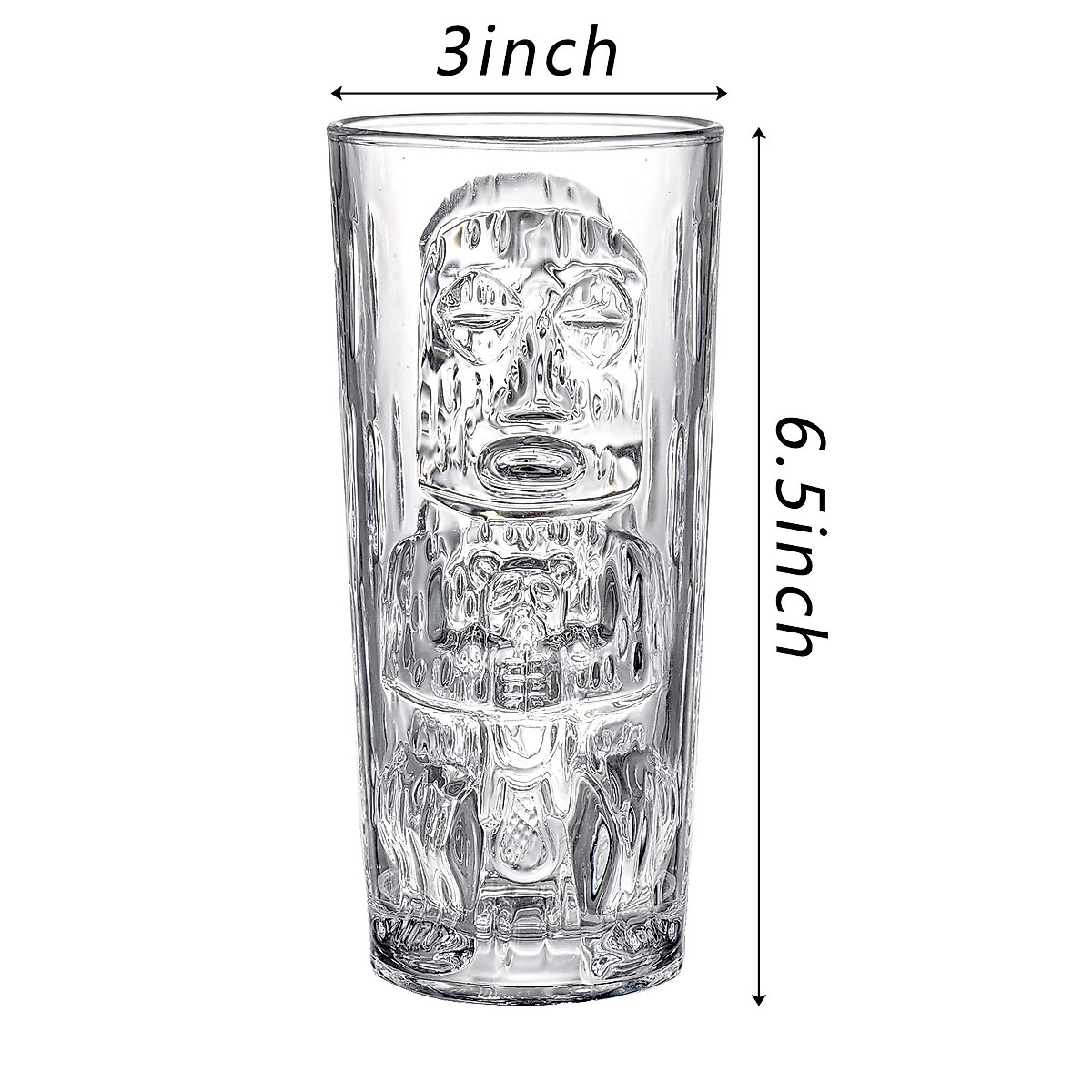 SOUJOY 6 Pack Tiki Glass, 14oz Modern Bar Cocktails Mug, Old Fashioned Highball Cup for Mai Tai, Exotic Zombie Cocktails, Tropical Island Drinks Tiki Bar Professional Hawaiian Party Barware