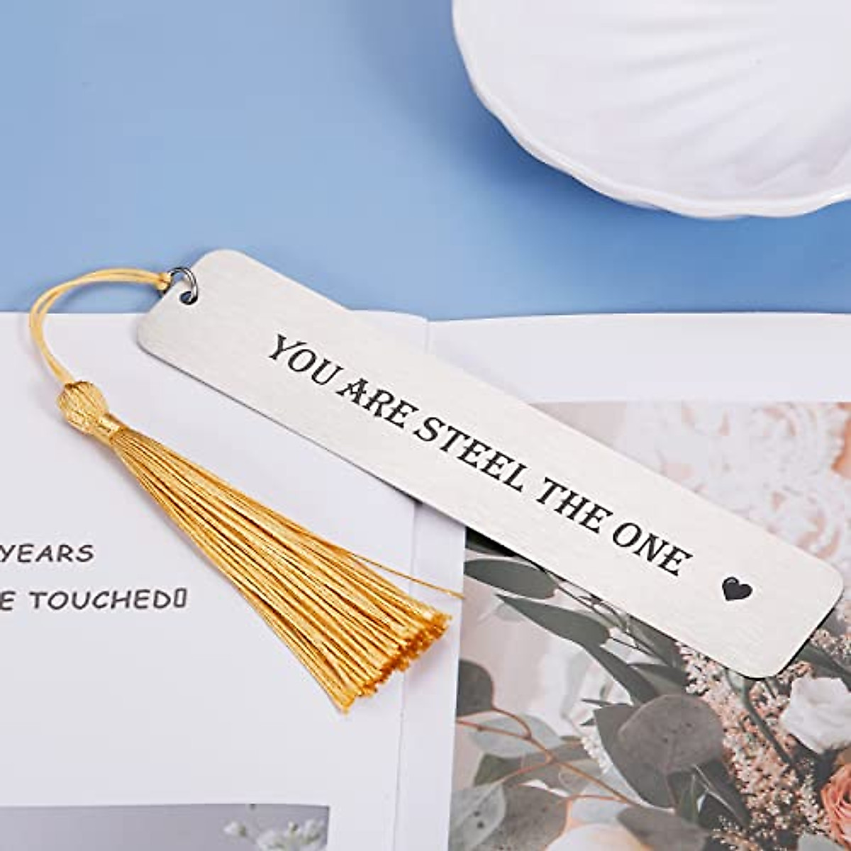 GGOJAGST 11 Year Anniversary Bookmark Gifts for Her Him Steel Anniversary Gif for Husband Wife Men Couple Funny 11th Anniversary Gif from Wifey Hubby Boyfriend Girlfriend Birthday Christmas Gifts