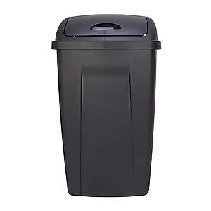 GGlzxfnc 13 Gallon Trash Can, Plastic Swing Top Kitchen Garbage Trash Can, Black