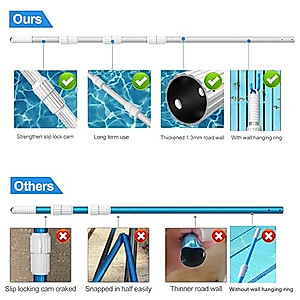 ARLBA Upgraded Professional 16.5 Feet Swimming Pool Pole Telescopic Aluminum Thicken 1.30mm Adjustable Fits Skimmer Net Rake Vacuum Head Brush Pool Cleaning Equipment Heavy Duty -Universal Fit 1-1/4