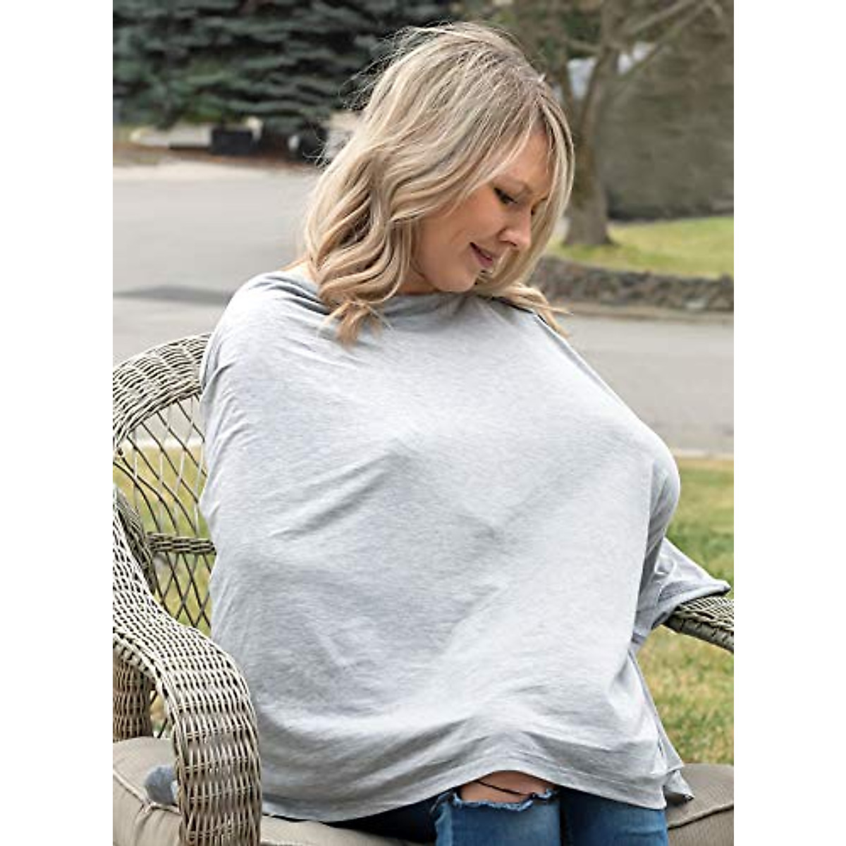 Nursing Cover for Breastfeeding - Multi Use - Nursing Blanket – Poncho Style with Buttons - Stretchy Baby Car Seat Canopy - Nursing Cover Scarf