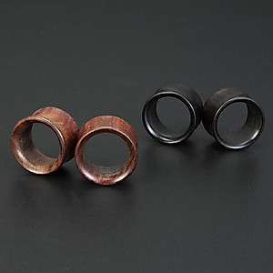 2 Pairs 0G-11/16 Double Flared Brown Organic Wood Wooden Ear Gauges Ear Tunnels Ear Plugs Expander Strecher