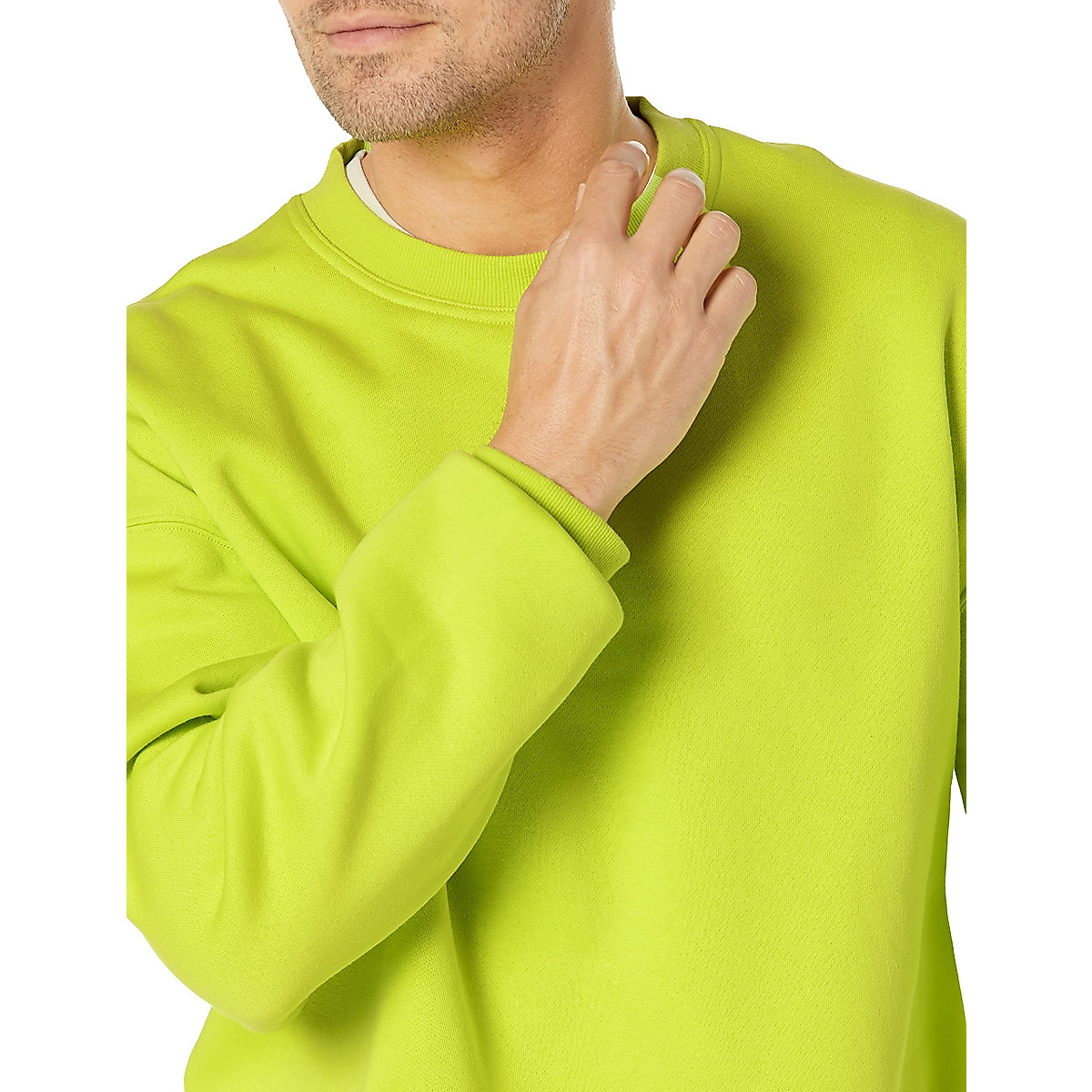 Amazon Essentials Men's Oversized-Fit Crewneck Sweatshirt (Available in Big & Tall), Lime Green, 4X-Large Big