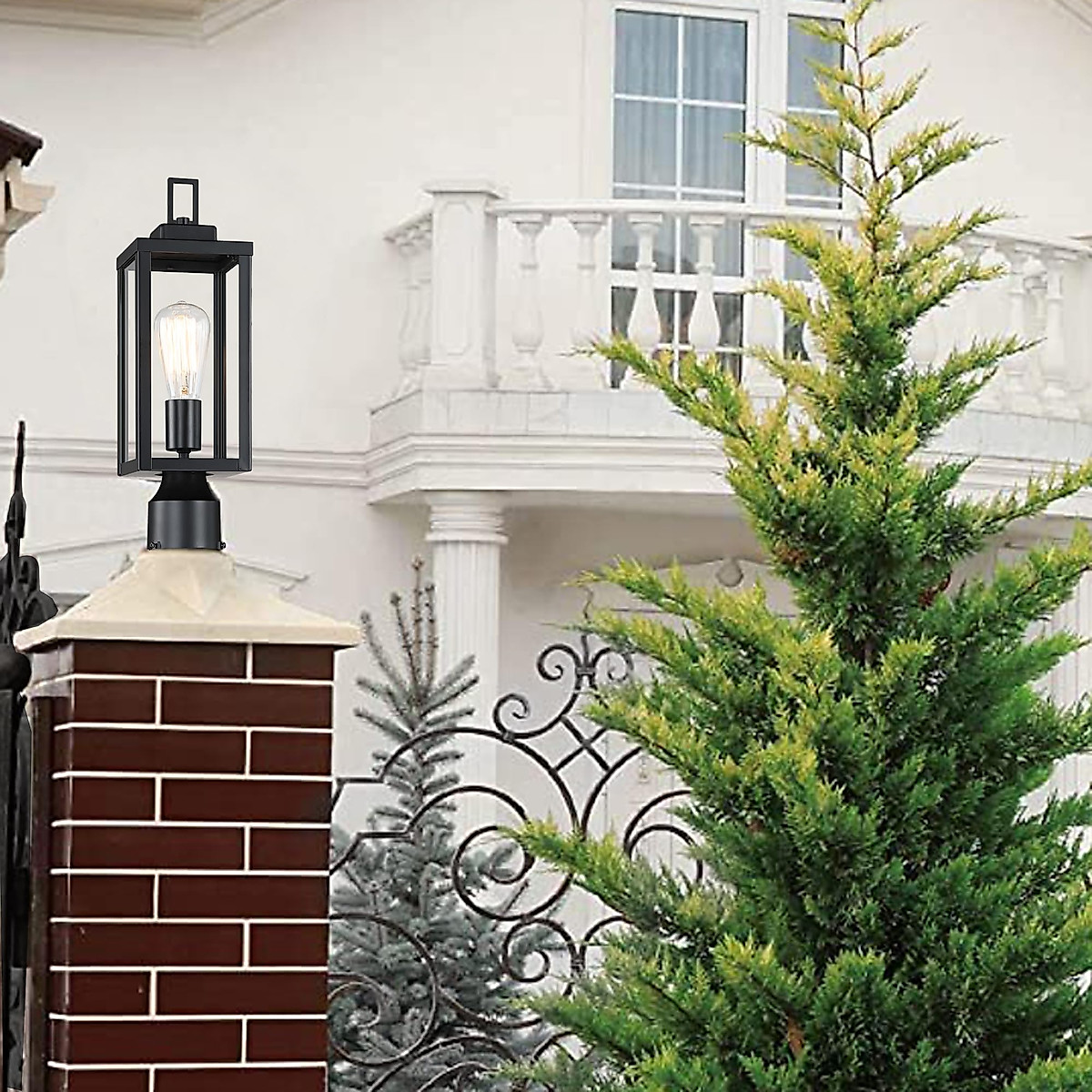 WISBEAM Outdoor Post Light, Pole Lantern, E26 Base 60W Max, Metal Housing Plus Glass, ETL Qualified, Bulbs not Included