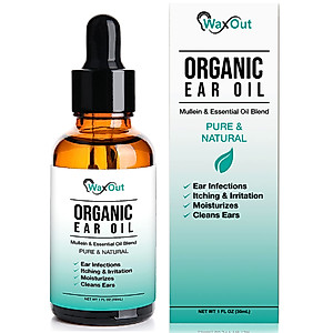 Natural Mullein Ear Wax Removal Oil & Cleaner with Garlic | Pain & Earache Drops | Earwax Softener, Moisturizer & Allergy Soothing | Tinnitus, Itching, Ringing, Infections & Clogged Ears