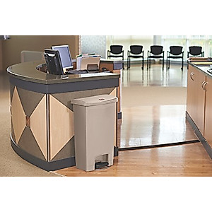 Rubbermaid Commercial Products 1883458 Streamline Slim Step-On Plastic Trash Garbage Can, 13 Gallon, Beige