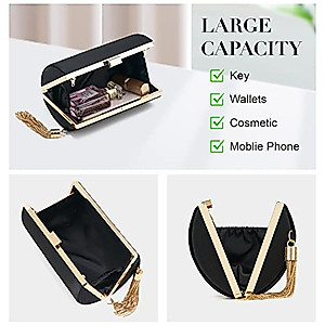 WEIMZC Women Clutch Bag Evening bag Fringed Evening Handbag,Lady Party Wedding Clutch Purse Chain Shoulder Cross Body Bag(Black)