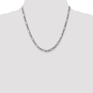 Sonia Jewels 14k White Gold 5.75mm Figaro Chain Necklace - with Secure Lobster Lock Clasp 20"