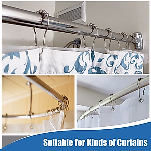 Shower Curtain Hooks Rings for Bathroom - 12 Pcs Stainless Steel (Silver Pear-Shape)