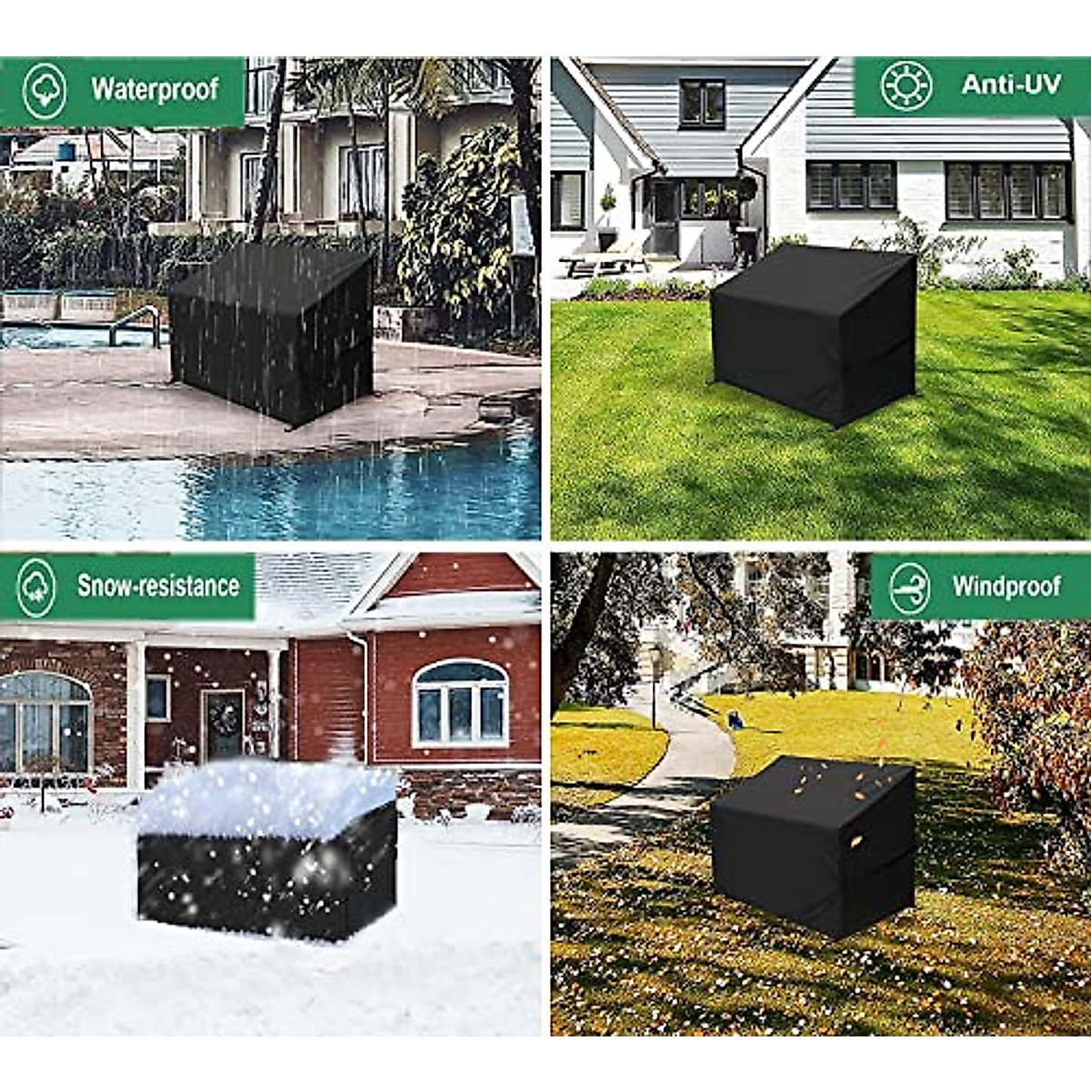 SIRUITON 3-Seat Heavy Duty Garden Patio Sofa/Loveseat/Bench Cover,100% Waterproof Outdoor Sofa Cover, Lawn Patio Furniture Covers Black,64" W x 27" D x 35" H
