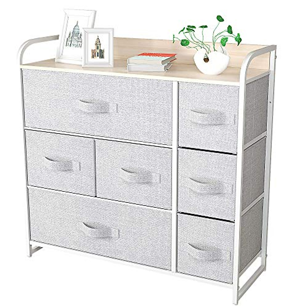 YITAHOME Fabric Dresser with 7 Drawers- Furniture Storage Tower, Chest of Drawer, Organizer Unit for Bedroom, Living Room & Closets - Sturdy Steel Frame, Easy Pull Fabric Bins & Wooden Top