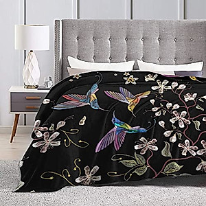 TEIKKIOP Hummingbird Flannel Blanket for Boys Girls Teens Soft Warm Throw Blanket for Home Office Bedroom 60 X 50 Inches
