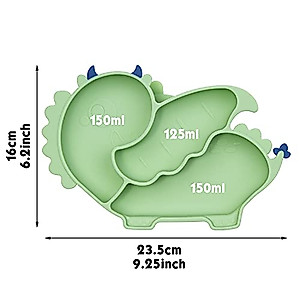Qshare Toddler Plate, Portable Baby Plates for Toddlers and Kids, BPA-Free Strong Suction Plates for Toddlers, Dishwasher & Microwave Safe Silicone Placemat 9x6x1.5 inch