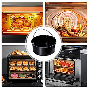 Air Fryer Cake Pan, 2pcs 6 Inch Baking Pans For Air Fryer, Air Fryer Pans Accessories For Most Brands Of Air Fryer & Oven & Instant Pot, Non-Stick Dishwasher Safe, Universal, Black