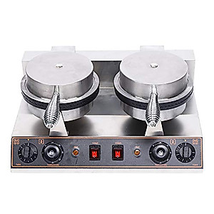 1200W Ice Cream Cone Nonstick Waffle Maker Machine Electric Steel Dual Heating Pans Waffle Irons Baker Machine 110V Muffin Maker Waffle Electric Oven For Restaurant, Bakery, Dessert House, Family