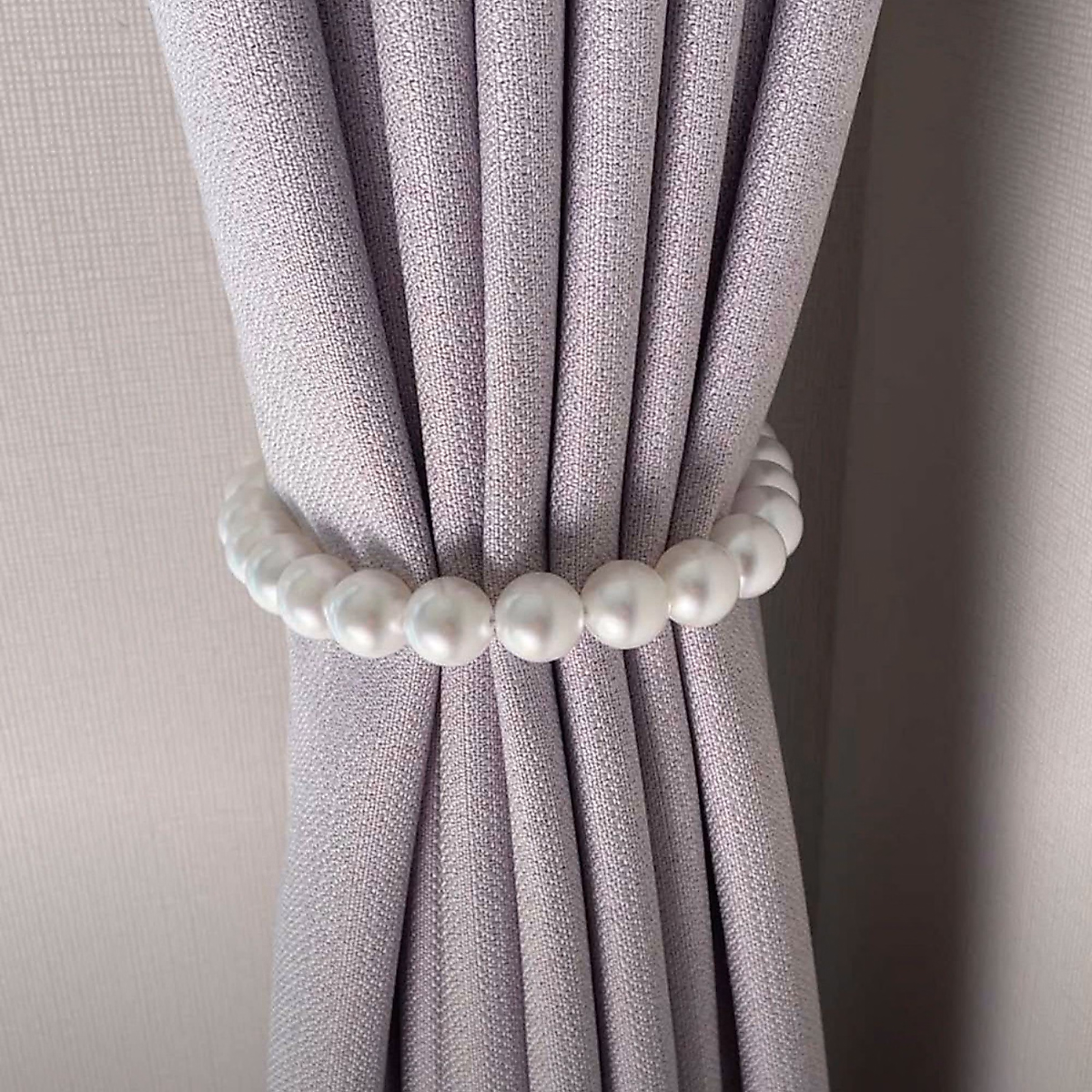 Qiiuuy Classics Pearl Magnetic Curtain Tiebacks, Pearl Ball Home Curtain Buckle, The Most Elegant Convenien Tie Backs.Pearl Curtain Buckle for Home, Office, Window Decoration