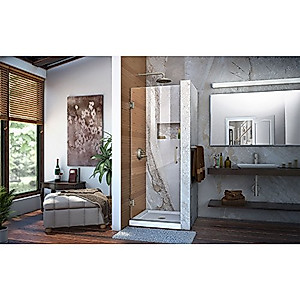 DreamLine Unidoor 28 in. W x 72 in. H Frameless Hinged Shower Door in Brushed Nickel, SHDR-20287210F-04