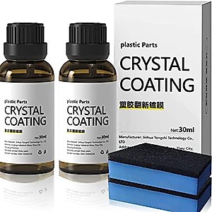 Plastic Parts Crystal Coating, Plastic Parts Crystal Coating for Car, Plastic Parts Refurbish Agent with Spong 30ML (2 Pcs)