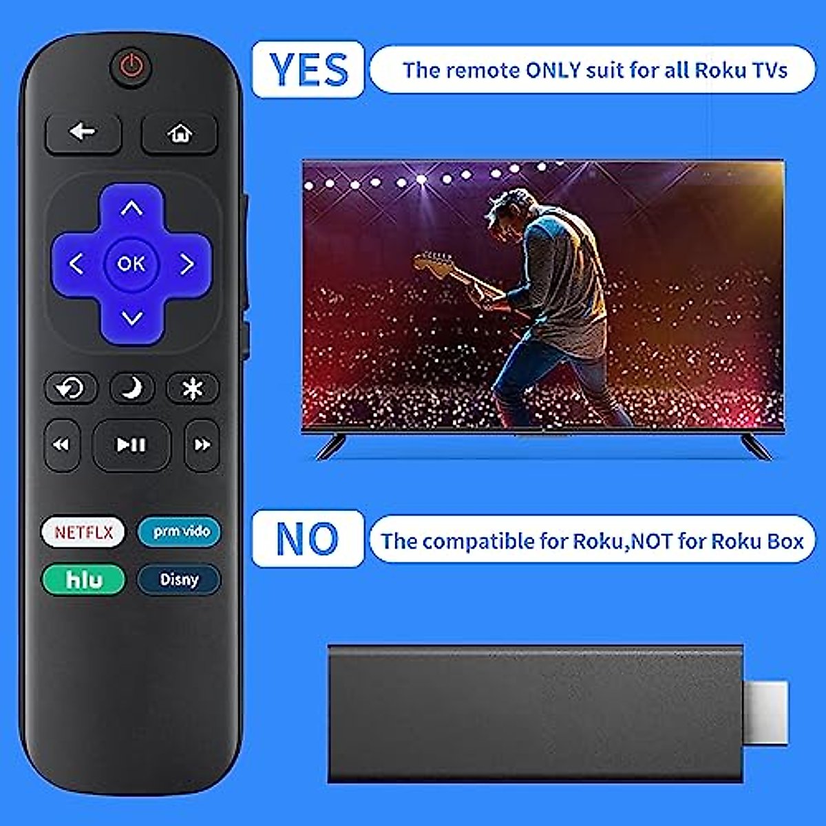 2Pcs New Remote Control Replaced for Roku TV, Compatible for TCL Roku,for Hisense Roku,for Onn Roku【Not for Roku Stick,Box and Players】