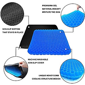 Helishy Gel Enhanced Seat Cushion - 17.5x17.5inch Extra Large Double Thick Seat Cushion with Non-Slip Cover for Tailbone Pain - Office Chair Car Seat Cushion - Sciatica & Back Pain Relief