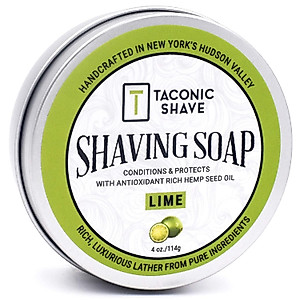 Taconic Shave Barbershop Quality Shaving Soap for Men & Women with Anti-Oxidant Rich Seed Oils – Moisturizing Shaving Soap for All Skin Types (Lime)