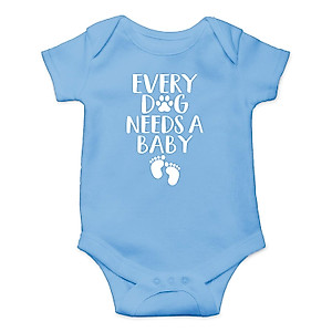 Every Dog Needs a Baby - My Siblings Have Tails - Funny Romper, One-Piece Baby Bodysuit (6 Months, Light Blue)